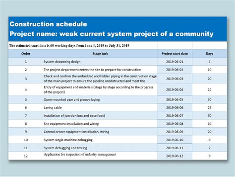 Scope Of Work Excel Template