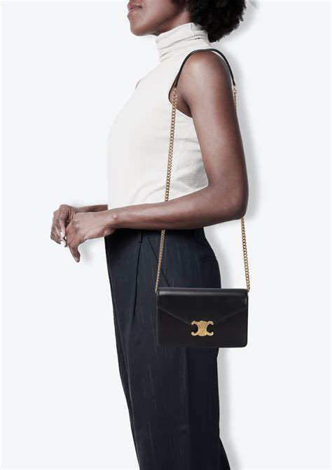 Bolsa Celine Triomphe Margo Wallet On Chain Preto Original Gringa