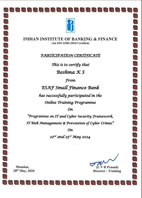 reshma k s on linkedin delighted to share my certification in it and cyber security framework…