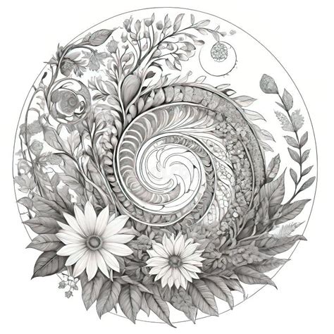 Fibonacci Sequence Circular Spiral Illustration For Adults Beautiful