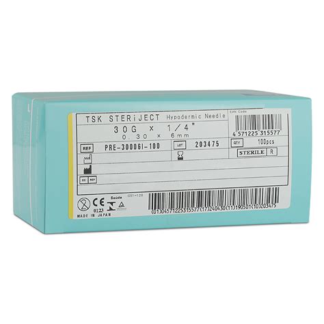 Tsk Pre Regular Hub Needle 30g X 6mm 14 Pre 30006i 1 Box Of 100 Euro Medical Care