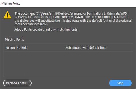 missing fonts while placing text in adobe indesign resolve the issue