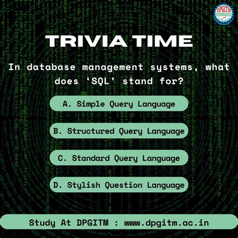 Quiztime What Is Sql Dpg Institute Of Technology And Management