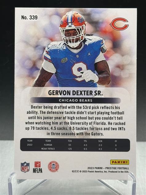 Gervon Dexter Sr Rookie Chicago Bears 2023 Panini Prestige 339