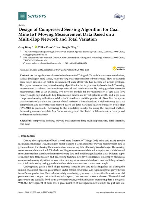 pdf design of compressed sensing algorithm for coal mine iot moving measurement data based on