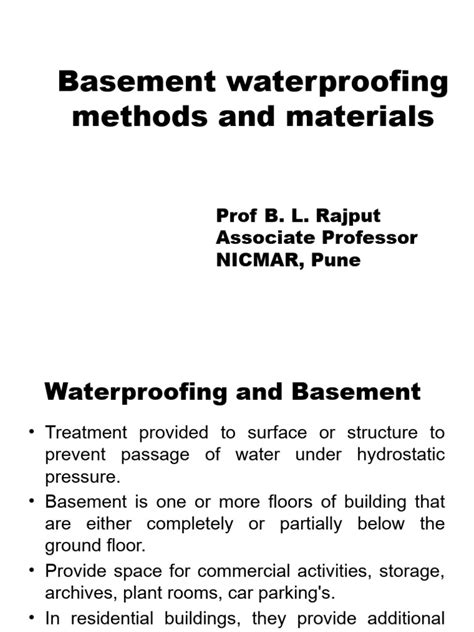 Basement Waterproofing Methods And Materials Pdf Concrete Basement