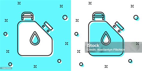 녹색과 흰색 배경에 격리 된 인화성 액체 아이콘에 대한 검은 줄 캐니스터 오일 또는 바이오 연료 폭발성 화학 물질 위험 물질 임의동적 모양 벡터 0명에 대한 스톡 벡터 아트