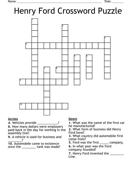 Cars Crossword Wordmint