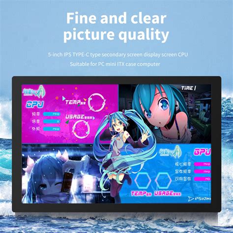 5 Inch Ips Computer Display Monitor Temperature Monitoring Usb For Mini Itx Case Ebay