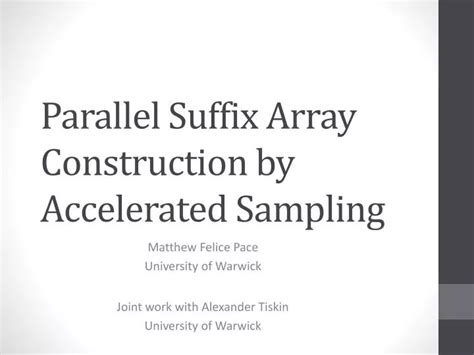 ppt parallel suffix array construction by accelerated sampling