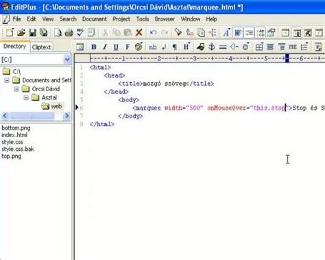programozás html ben a marquee vagyis a mozgó szöveg manipulálása