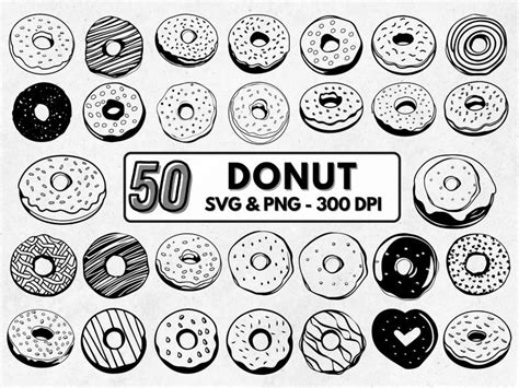 Donuts Svg Bundle Donut Silhouette Donut Clipart Png Donut Outline