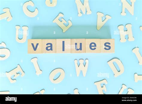 Values Concept In Business Company And Organization Word Typography On Wooden Blocks Flat Lay
