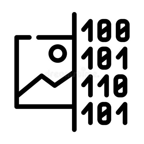 Image Binary Code Line Icon Vector Illustration Stock Vector