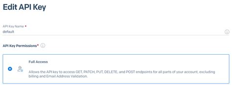 To Full Access At Https Sendgrid Select Settings Api Keys Edit Api Key And Ensure Full