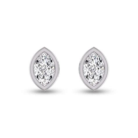 Marquee Lab Grown 1 Carat Marquise Bezel Set Diamond Solitaire Earrings