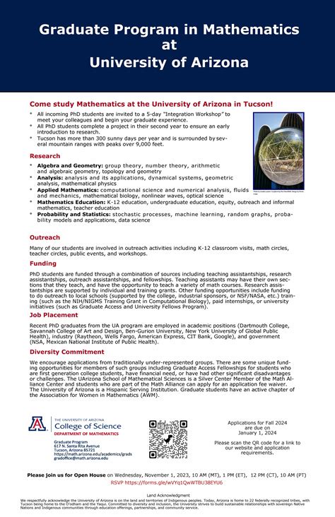 University of Arizona Graduate Program in Math | Announce | University ...