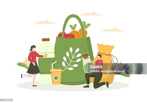 제로 폐기물 템플릿 손으로 그린 만화 플랫 일러스트 레이 션 내구성과 재사용 가능한 항목 또는 제품은 환경 친화적 인 디자인입니다 0에 대한 스톡 벡터 아트 및 기타 이미지