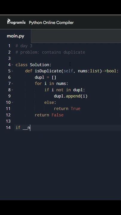 Day3 Leetcode Problem Contains Duplicate Youtube