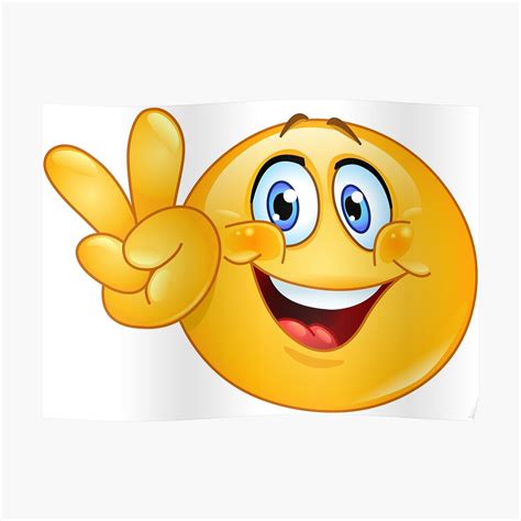 Peace Sign Emoji Poster By Jandsgraphics Redbubble