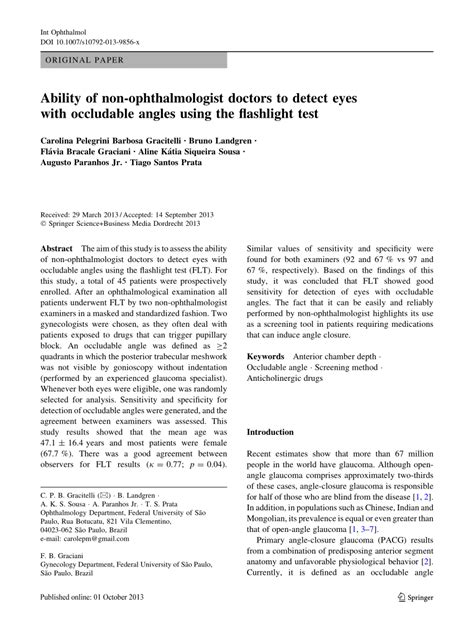 Pdf Ability Of Non Ophthalmologist Doctors To Detect Eyes With Occludable Angles Using The
