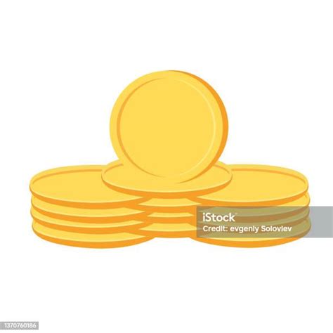 황금 동전 더미 흰색 배경에 고립 된 평면 만화 현대적인 디자인 0명에 대한 스톡 벡터 아트 및 기타 이미지 0명 3차원 형태 개념 Istock
