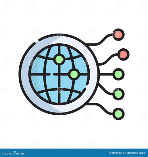 Network Connection Icon Vector Illustration Flat Outline Cartoon