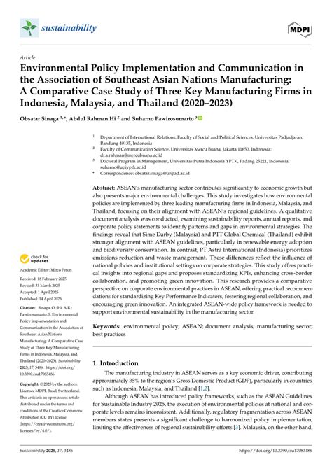 Pdf Environmental Policy Implementation And Communication In The Association Of Southeast