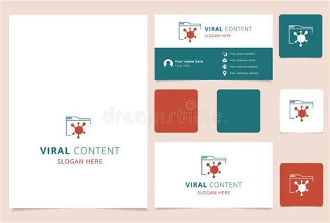 Viral Content Logo Design With Editable Slogan Branding Book And Business Card Template Stock