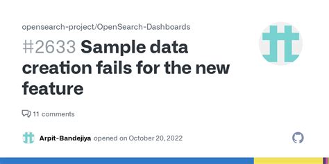Sample Data Creation Fails For The New Feature · Issue 2633 · Opensearch Projectopensearch