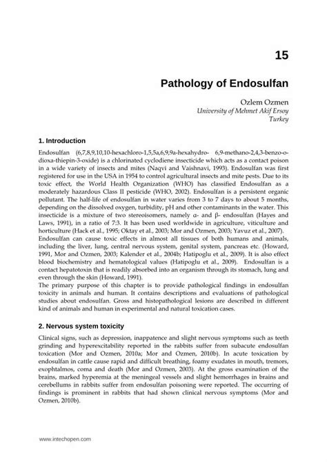Pdf Pathology Of Endosulfan Intech Open Science Open Minds Dokumen Tips