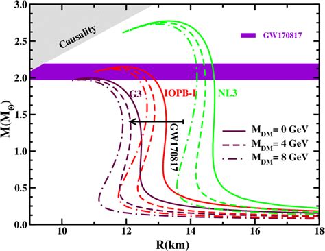 Color Online The Mass Radius Relation For Ns In The Presence Of Dm