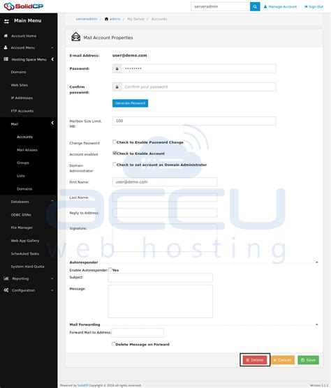 How To Delete An Email Account From Solidcp Solidcp Accuweb Help