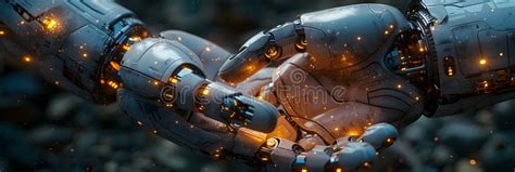 Futuristic Virtual Reality Collaboration Humans And Robots United