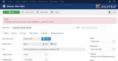 Solved Save Failed MenusTableMenu GetNode Failed Problem The Joomla Expert