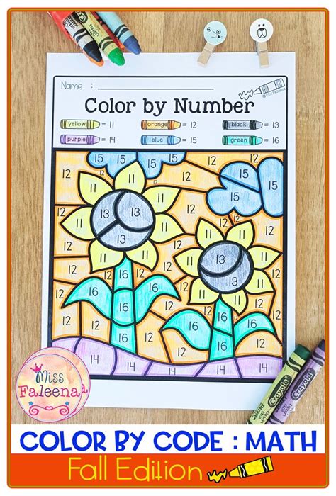 A Color By Code Math Game With Crayons And Markers