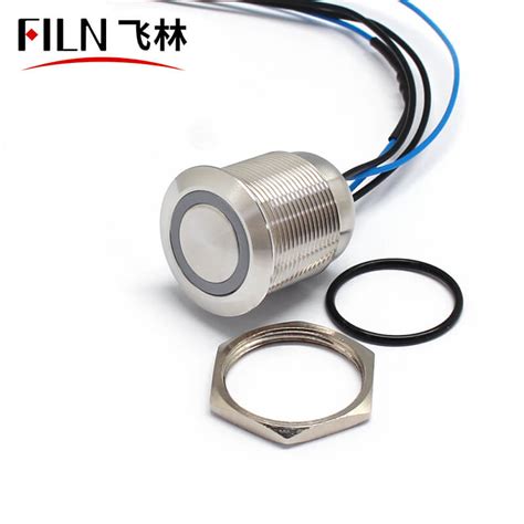 FILN Corded Push Button Switch 22MM 10A 110V Blue LED Stainless Steel ...