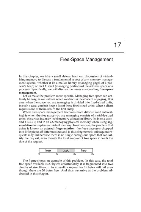 Vm Freespace Operating Systems 17 Free Space Management In This Chapter We Take A Small