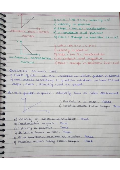 Kinematics Notes Pdf Quick Revision Graphs And Equations