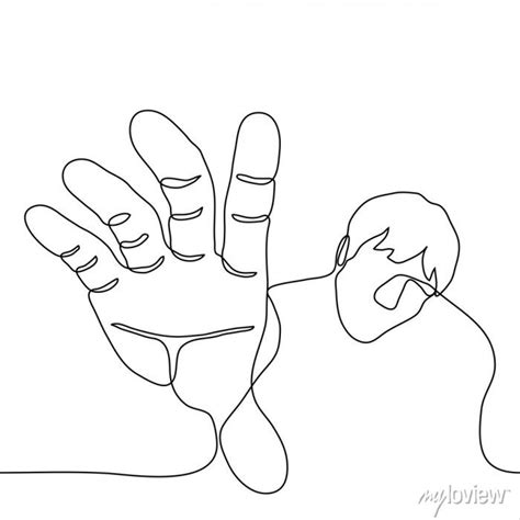 Man Reaches Out To Grab The Observer Viewer One Line Drawing Posters