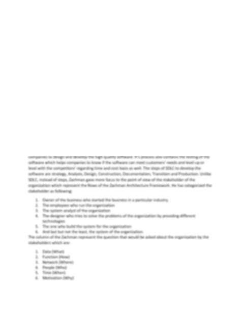 SOLUTION Zachman Framework Studypool