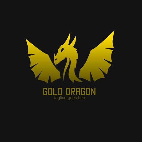 Template Logo Dragon Gold Color And Black Background 7163189 Vector Art
