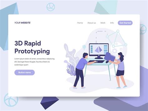 Landing Page Template Of 3d Rapid Prototyping Illustration Concept