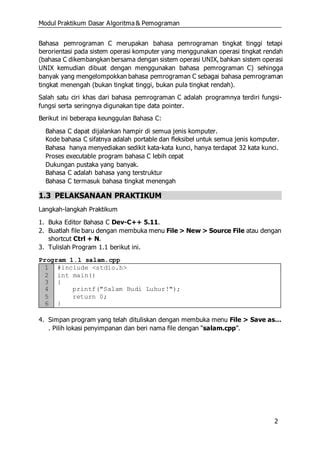 Modul praktikum dasar algoritma dan pemograman | DOCX