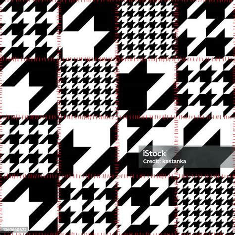 Classic Houndstooth Pattern In A Patchwork Collage Style Stock