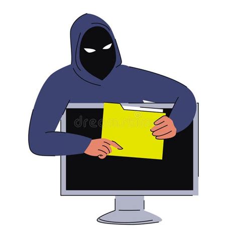 Hacker In Mask Stealing Folder With Personal Data Stock Vector Illustration Of Vector Data