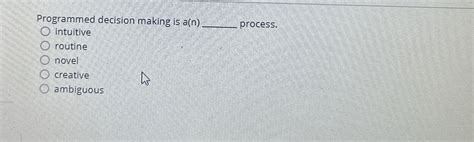 Solved Programmed Decision Making Is An Q ﻿intuitive