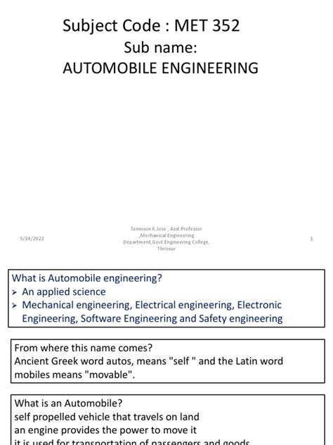 Automobile Engineering First Module Pdf