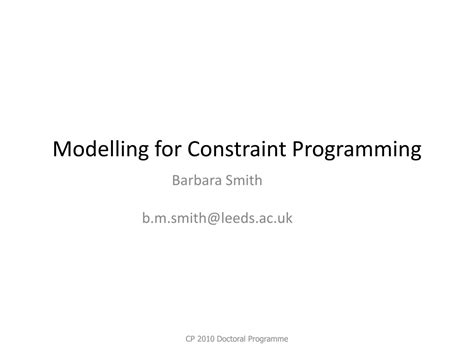 Ppt Modelling For Constraint Programming Powerpoint Presentation