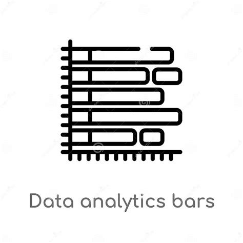 Outline Data Analytics Bars Chart With Descendant Line Vector Icon Isolated Black Simple Line